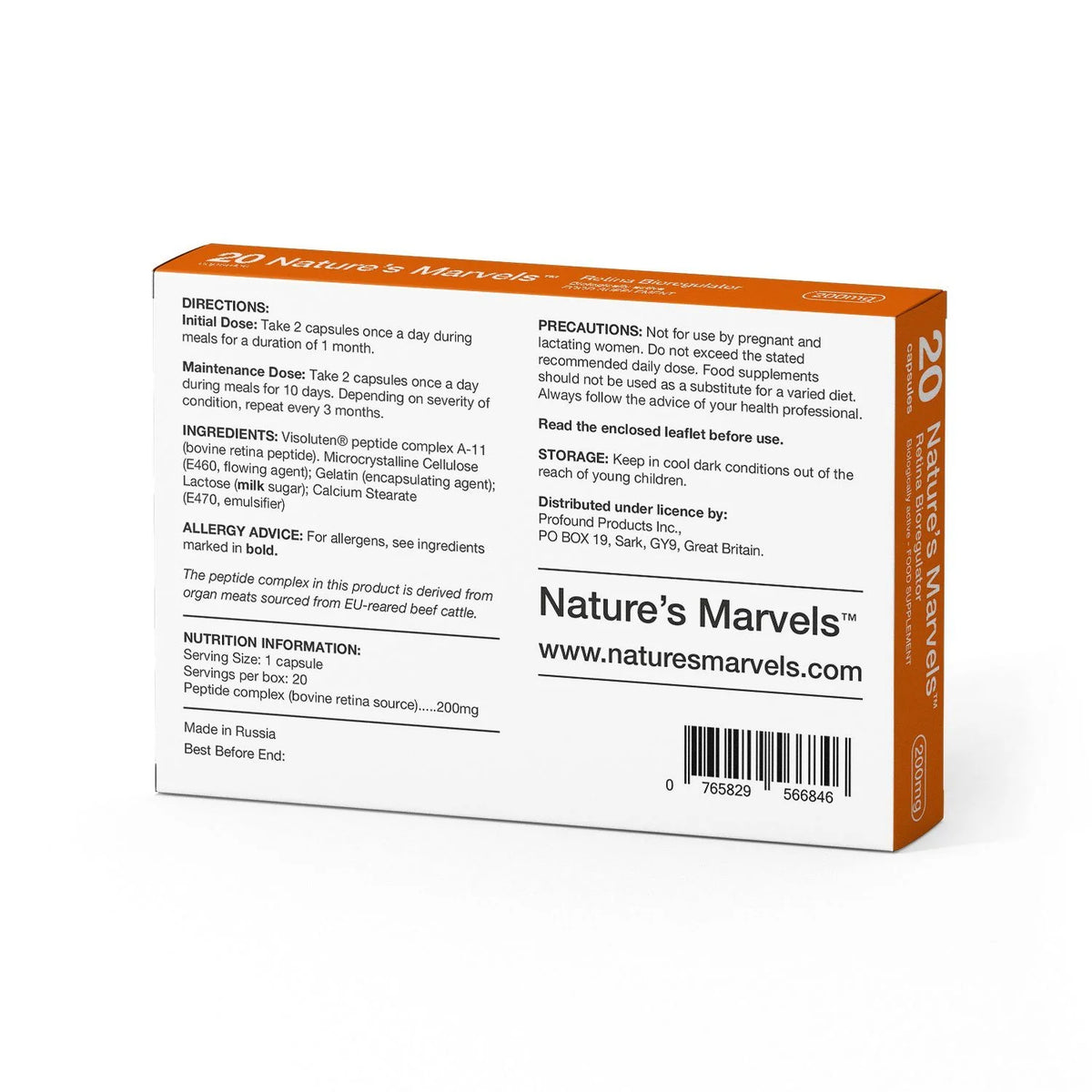 Nature’s Marvels – Retina Bioregulator with Visoluten 20 Caps – Amino ...